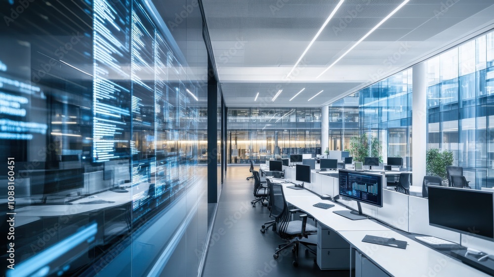 Foto de A high-tech AI-powered smart building management system, modern ...