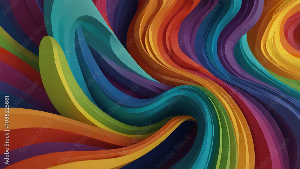 An abstract, colorful background design created with a 3D render ...