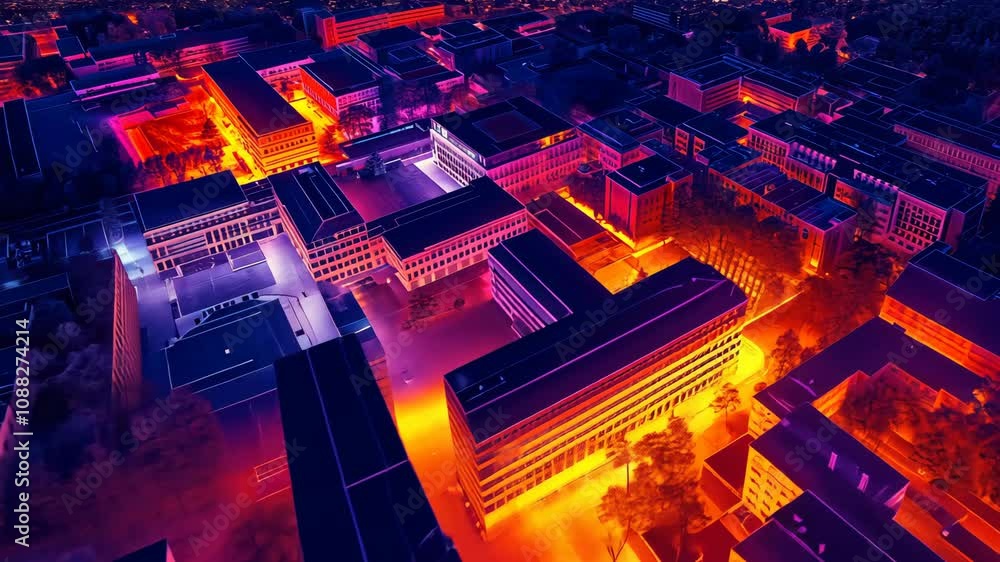 Heatmap of a university campus, with vibrant colors showing the most ...