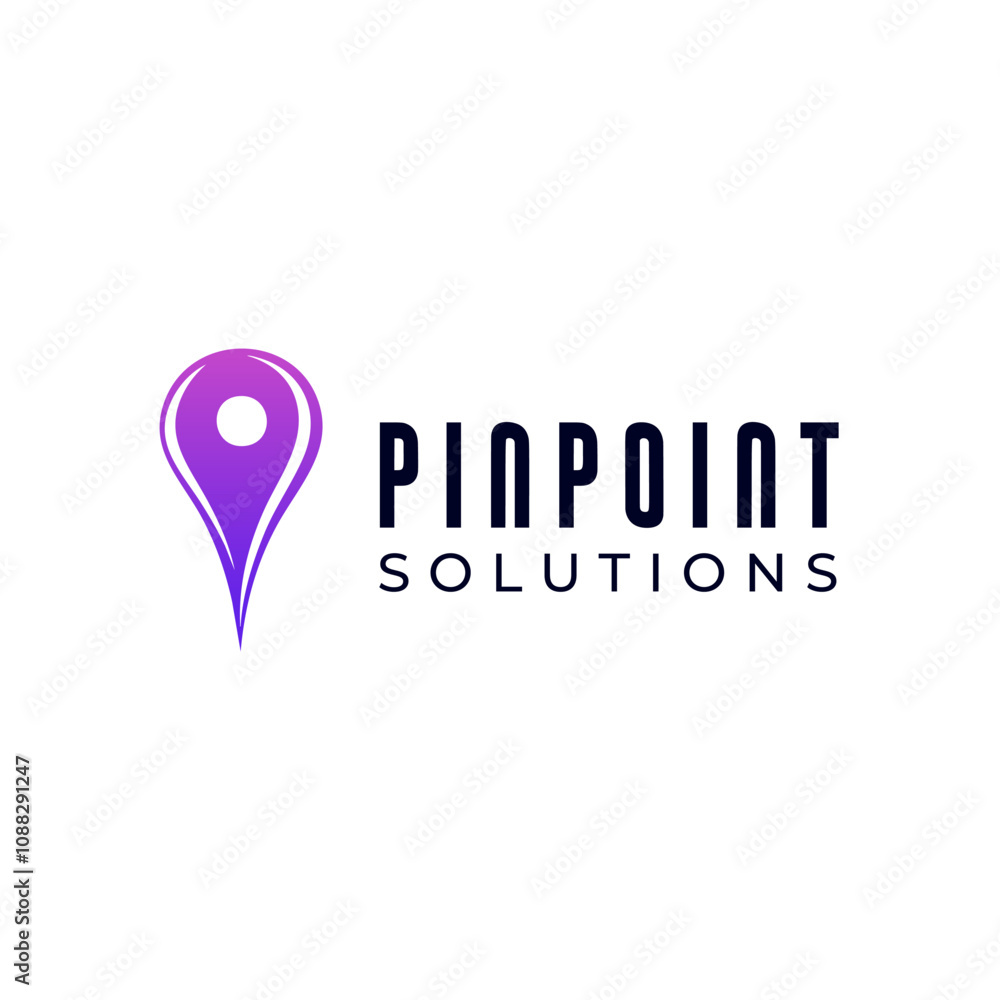 Pinpoint Solutions branding with a purple location marker logo design ...