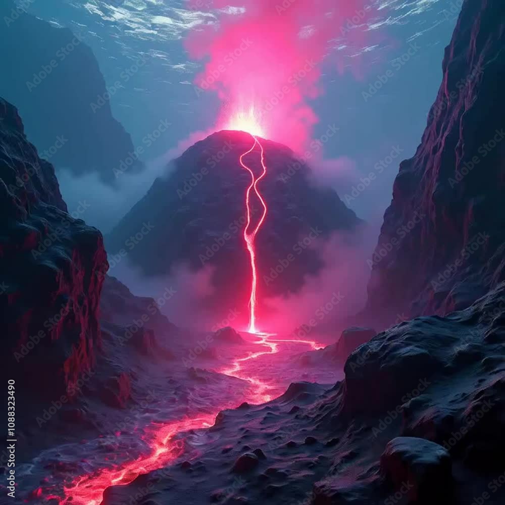 Explore a vast underwater volcano in an alien ocean, where steam rises ...