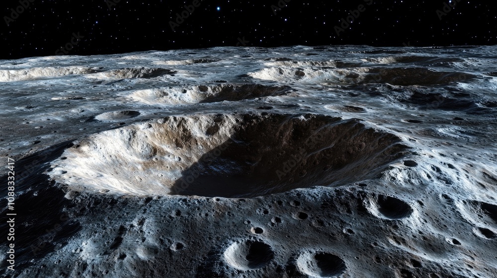 Surreal lunar landscape showcasing barren craters and unique rock ...