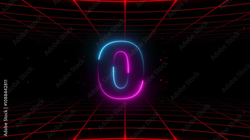 Video „Virtual neon animated countdown. Top 5 countdown, neon light ...