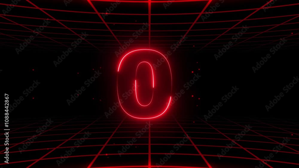 Virtual neon animated countdown. Top 5 countdown, neon light numbers ...