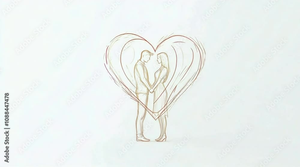 Love in the Heart: A minimalist illustration of a couple standing in ...