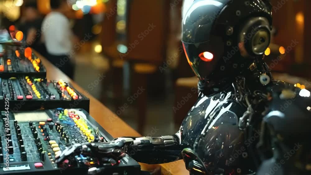 video of cyborg robot dj, music ai concept Відео Stock | Adobe Stock