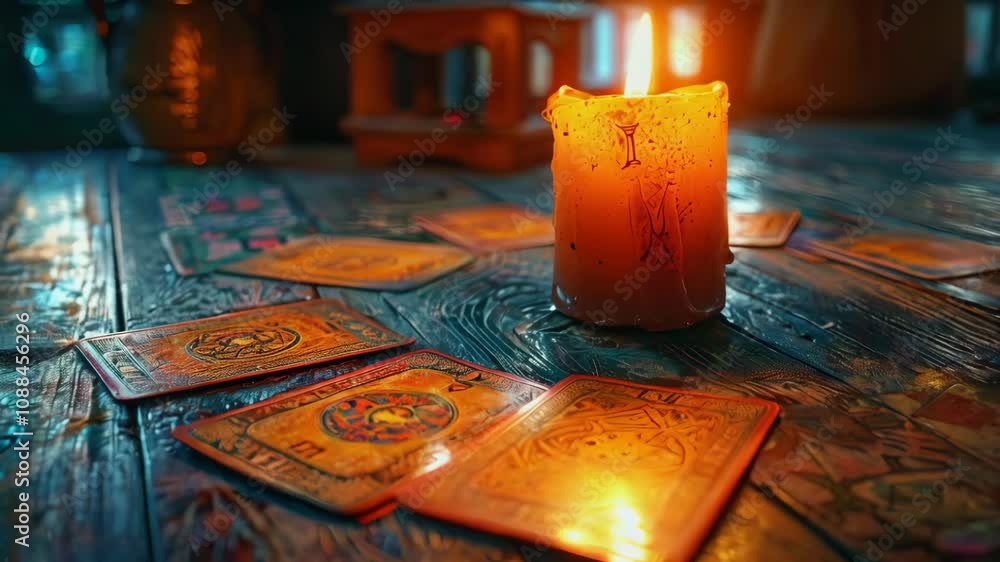 video of Enchanting candles and Tarot cards used for rituals and ...