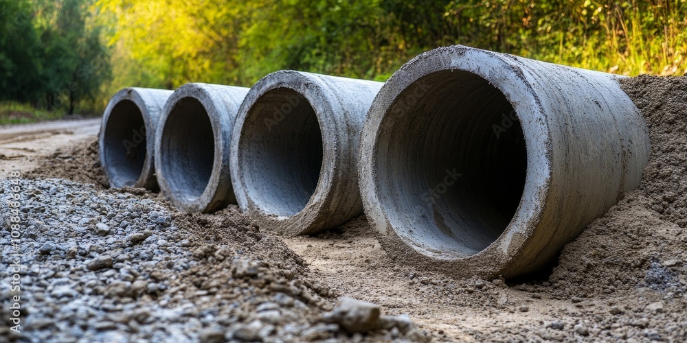 Foto de Concrete sewer pipes designed for the installation of external ...