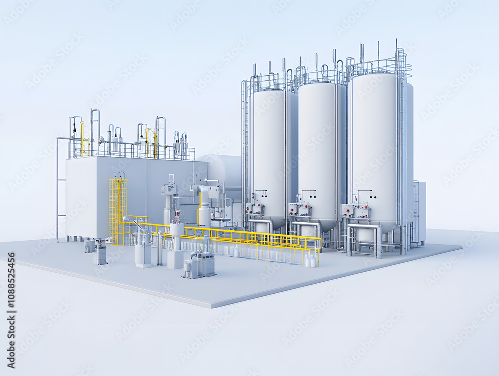 detailed diagram of fuel processing technology featuring large storage ...