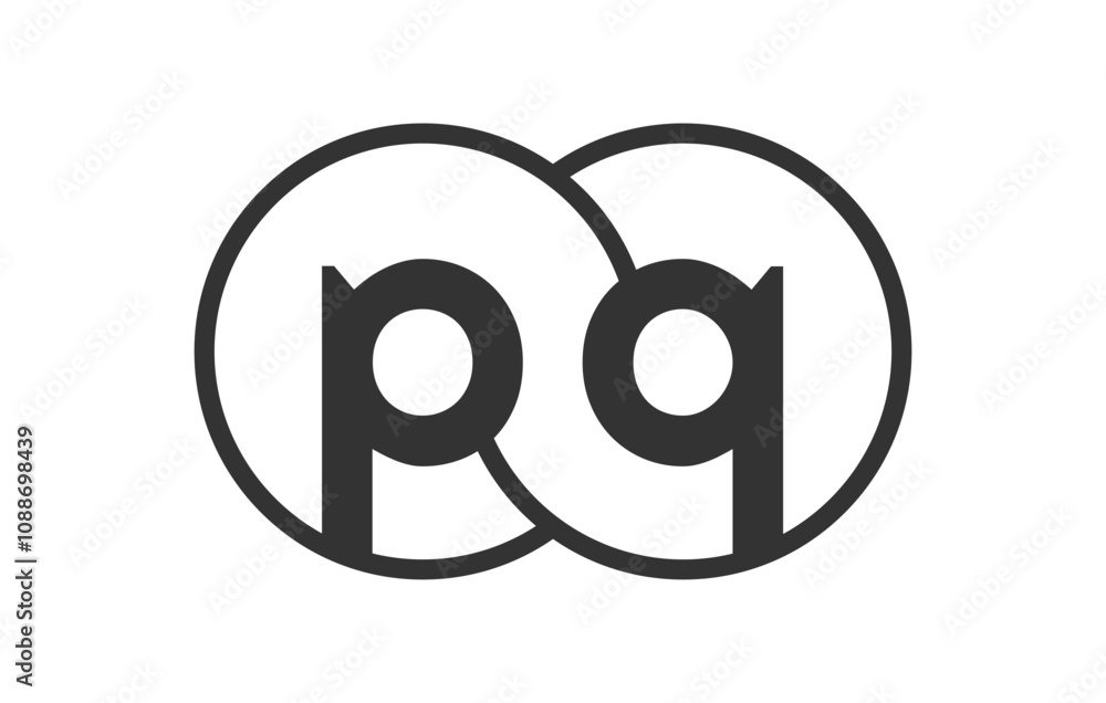 PQ business company emblem with outline rounds and letters p q. Logo ...