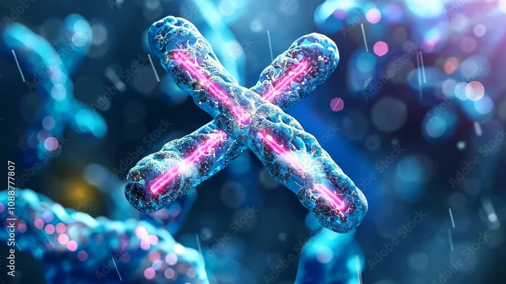 X and Y Chromosome on blue background. Chromosomes with DNA helix ...