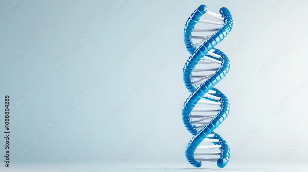 red and blue dna double helix , high tech genetic strand, biology and ...