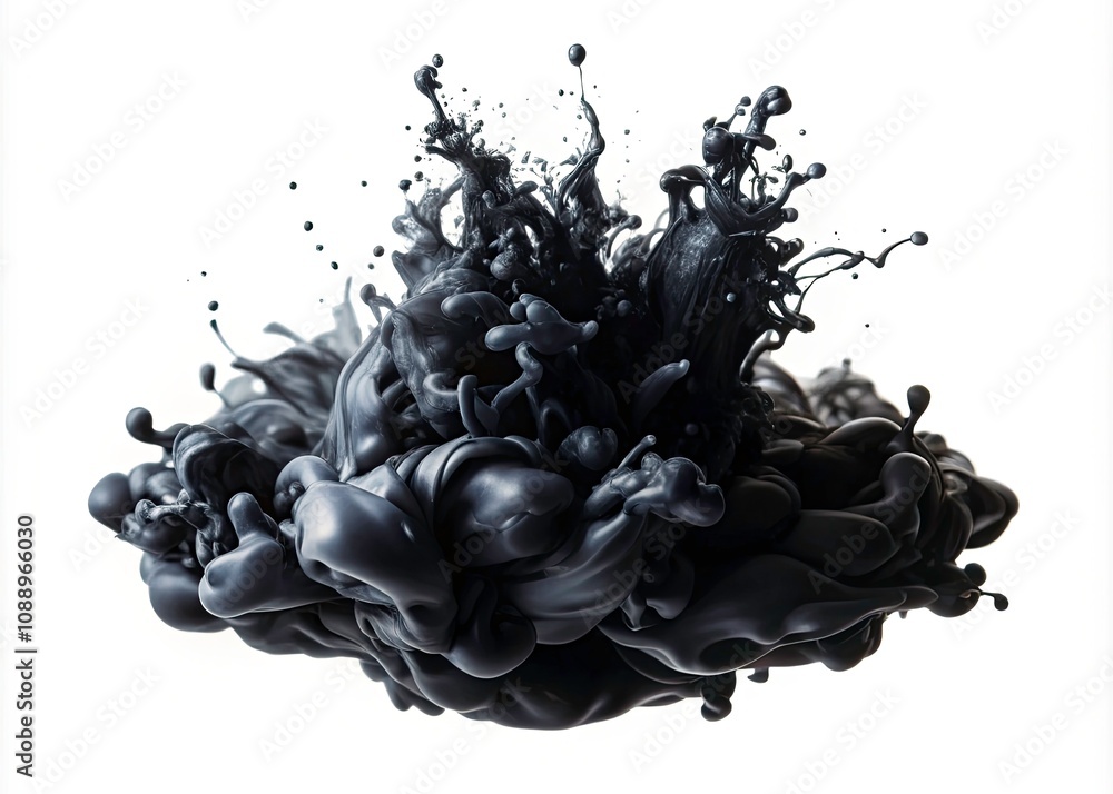 Black Ink Blob Spot Isolated on White Background Design Element for ...