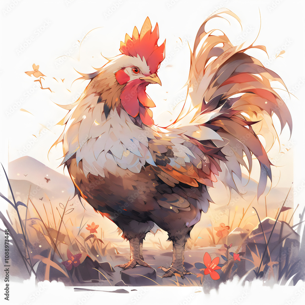 AI Generate chicken cartoon illustration, rooster logo image, chicken ...