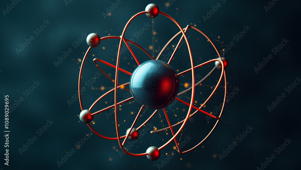 Atomic Nucleus Model With Electrons Orbiting Fixed Positively Charged Nucleus In Predictable