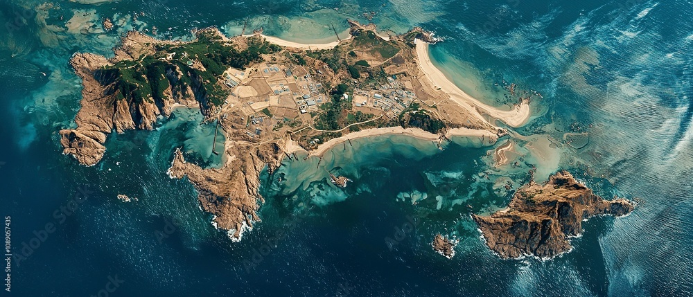 An expansive satellite map of a small South Korean island in the West ...