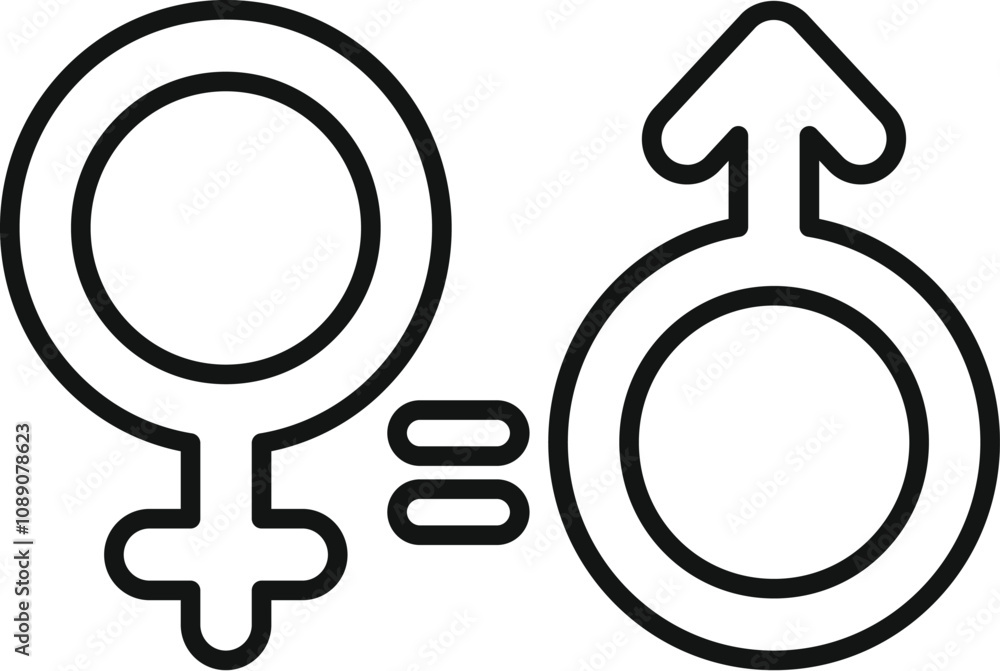 Poster Line drawing of gender equality showing male and female symbols ...