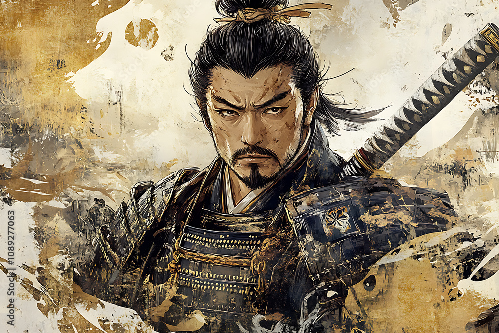 The illustration depicts Oda Nobunaga, the legendary 16th-century ...