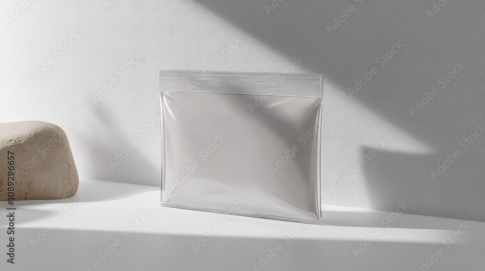 Transparent pouch bag mockup showcasing a clean design with soft ...