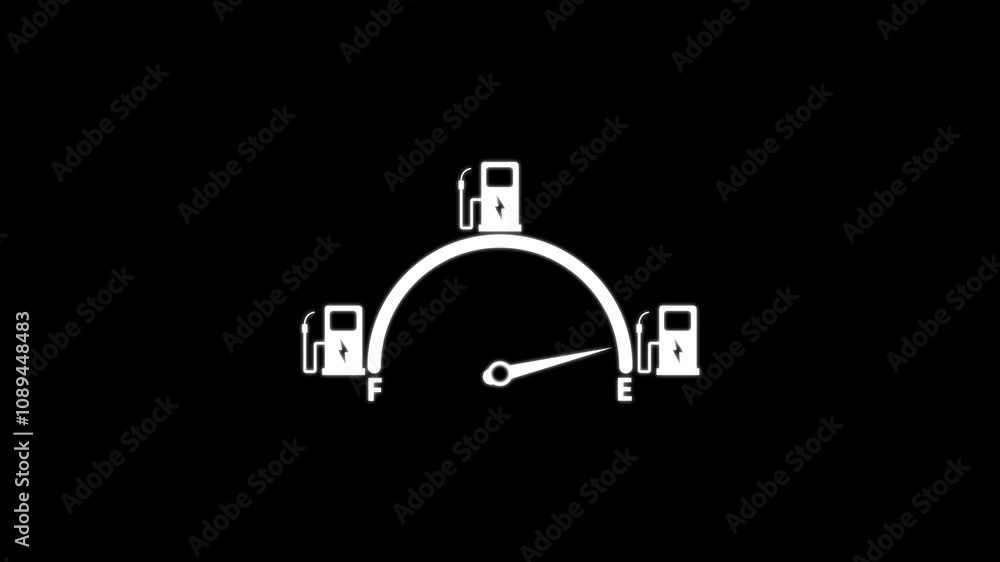 Fuel Meter Dashboard, fuel level indicator with arrow flashing low fuel ...