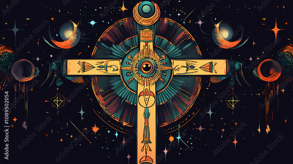 Symmetrical ancient egyptian cross ankh, symbol of alchemy occultism ...