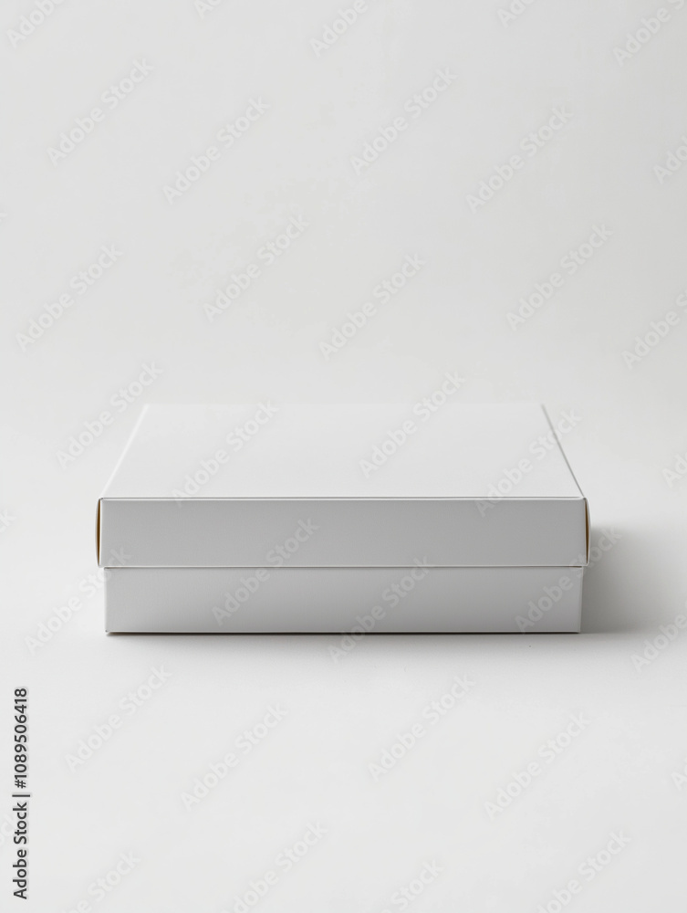 A long square white paper box packaging with no labels, no logo. white ...