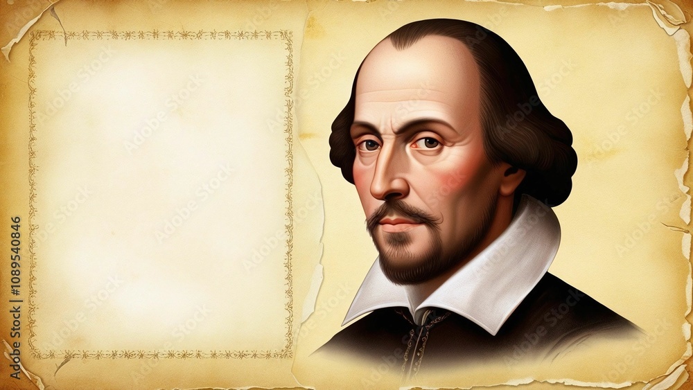 Shakespeare Portrait with Blank Space for Quotes on Vintage Paper ...