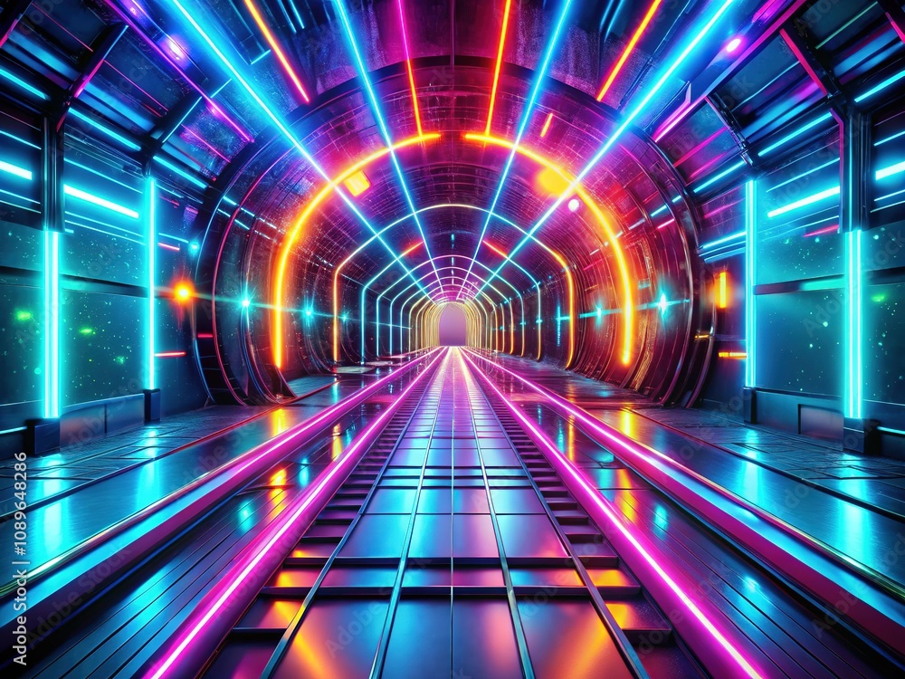 Step into a high-tech neon tunnel, alive with radiant laser lights and ...