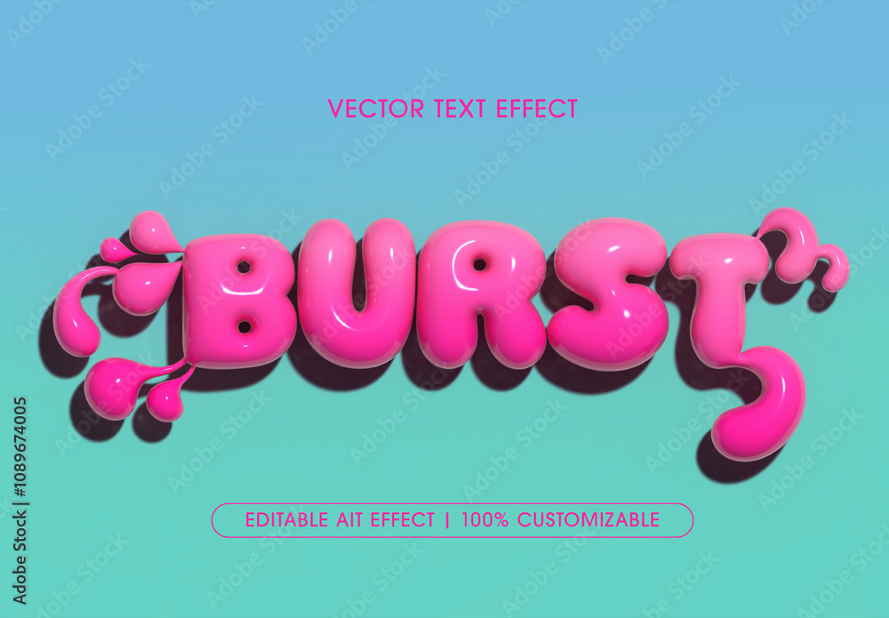Pink and Blue 3D Inflated Text Effect Stock Template | Adobe Stock