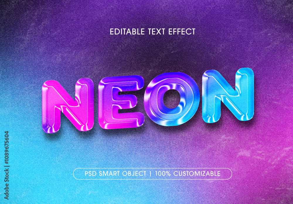 Vibrant Blue and Purple 3D Text Effect Stock Template | Adobe Stock