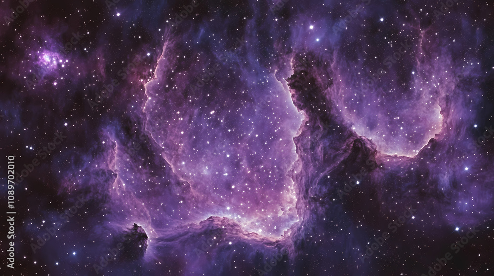 A purple starry sky background with stars and nebula in space, purple ...