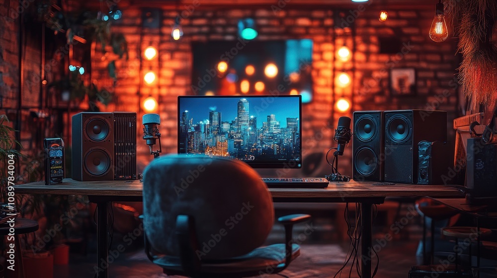 Here's a and keyword list for your stock photo.. Modern home studio ...