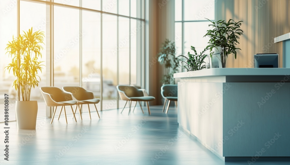 Empty Hospital Reception And Waiting Room With No One Present For ...