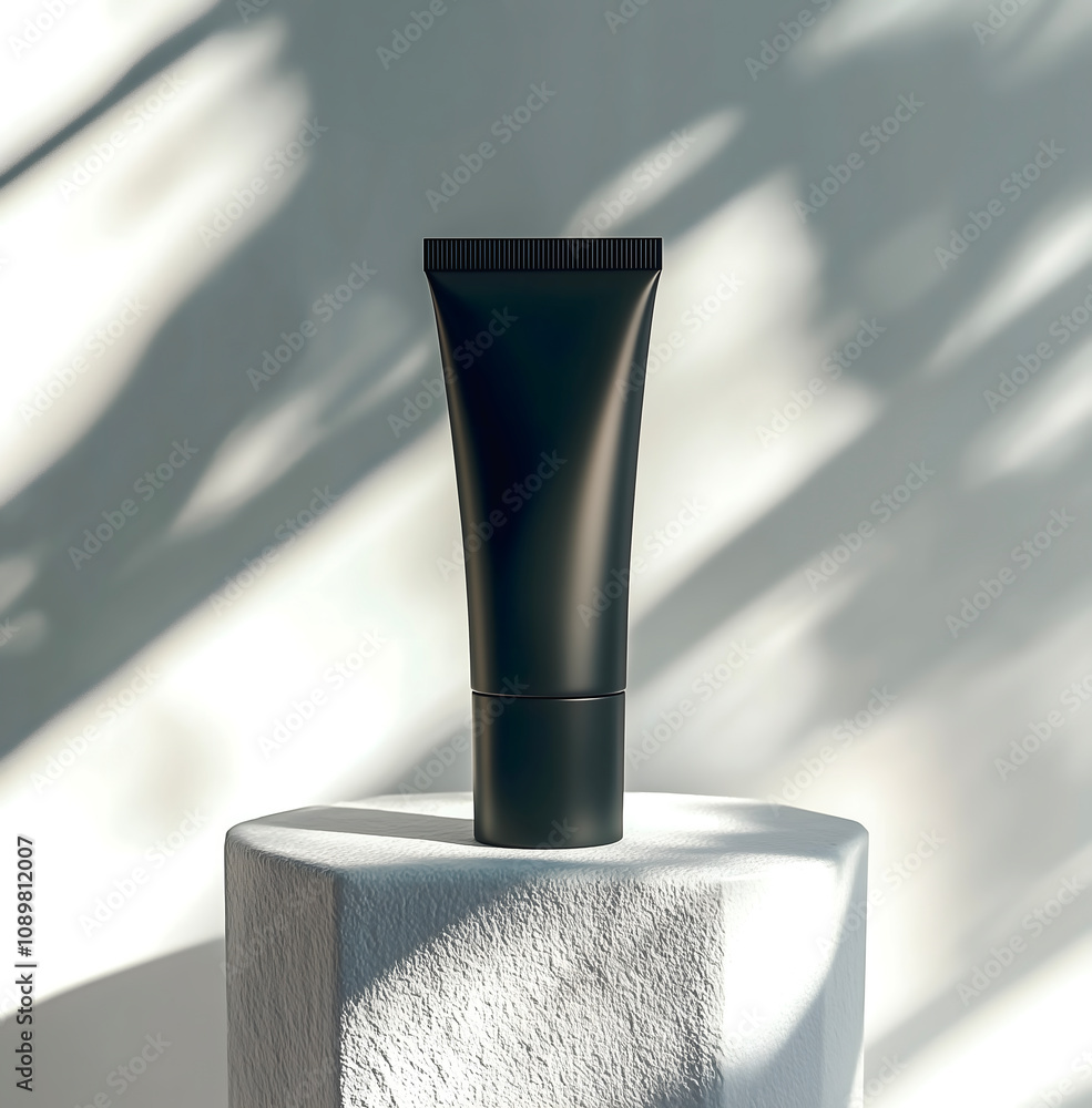 Cosmetics photo shoot for a single product displayed on clear ...