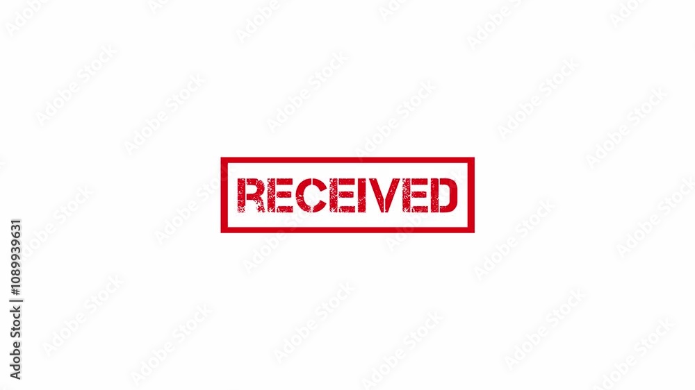 Received stamp animation, red received stamp animation on white ...