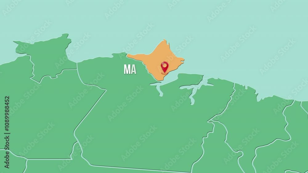 Mapa de Brasil con división política resaltando el estado de Amapá con ...