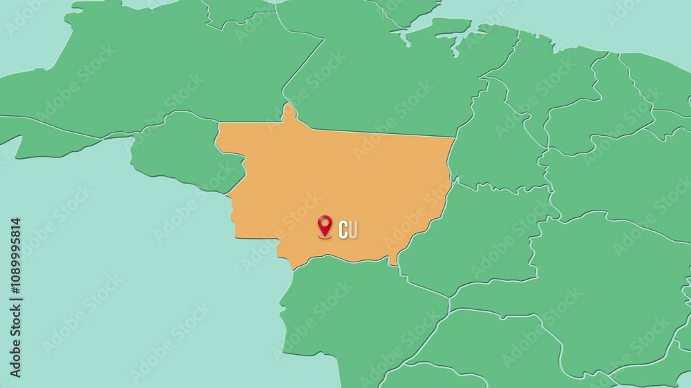 Mapa de Brasil con división política resaltando el estado de Mato ...