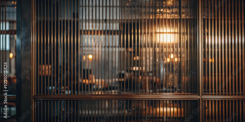 Reeded Glass. Gray Ribbed Background. Bar front with restaurant door ...