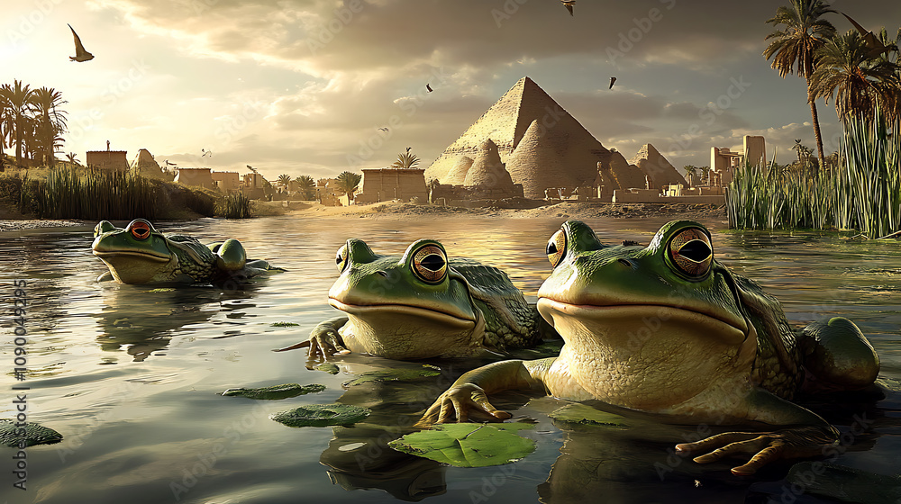 Moses and the Ten Plagues: The Frogs Stock Illustration | Adobe Stock