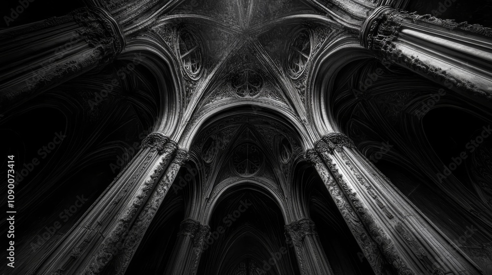 Gothic architecture background, dark and moody, intricate details ...