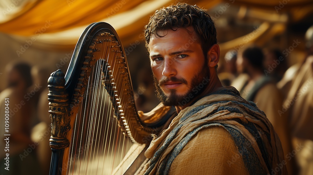 david playing the harp, young king david, o rei davi tocando harpa ...