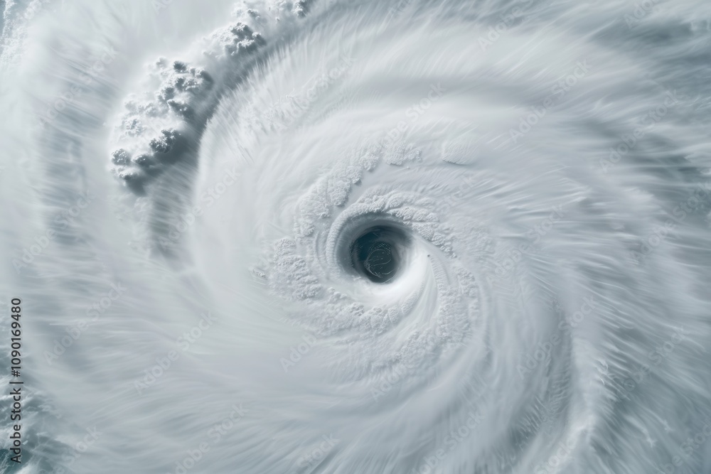 Climate change fuels typhoons over oceans. Hurricane swirling over ...