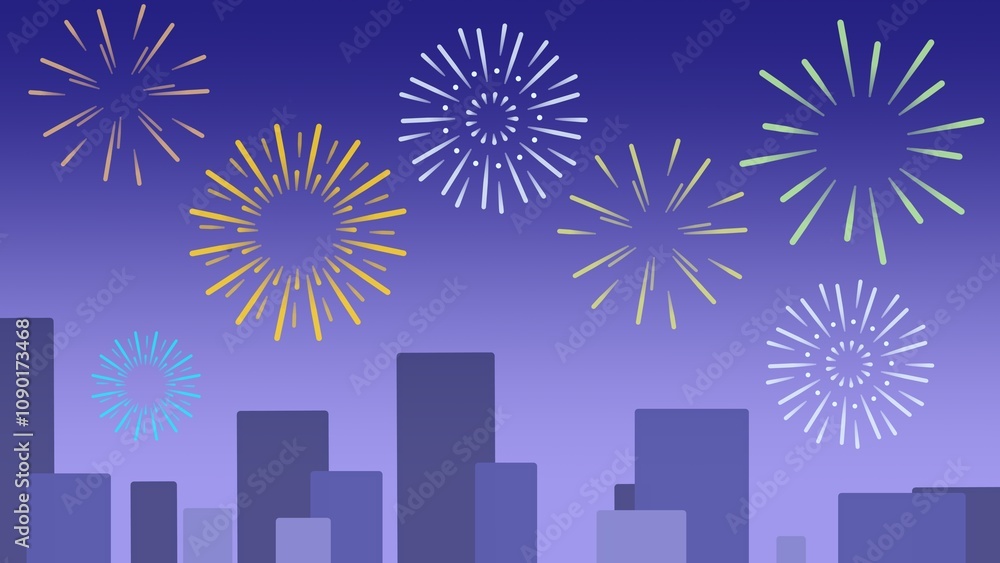 Background warna ungu kemban api Tahun Baru menggambarkan serangkaian ...