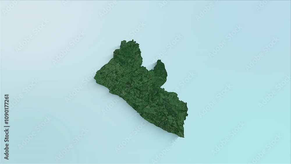 Liberia animated map showing regions forming the country with a ...