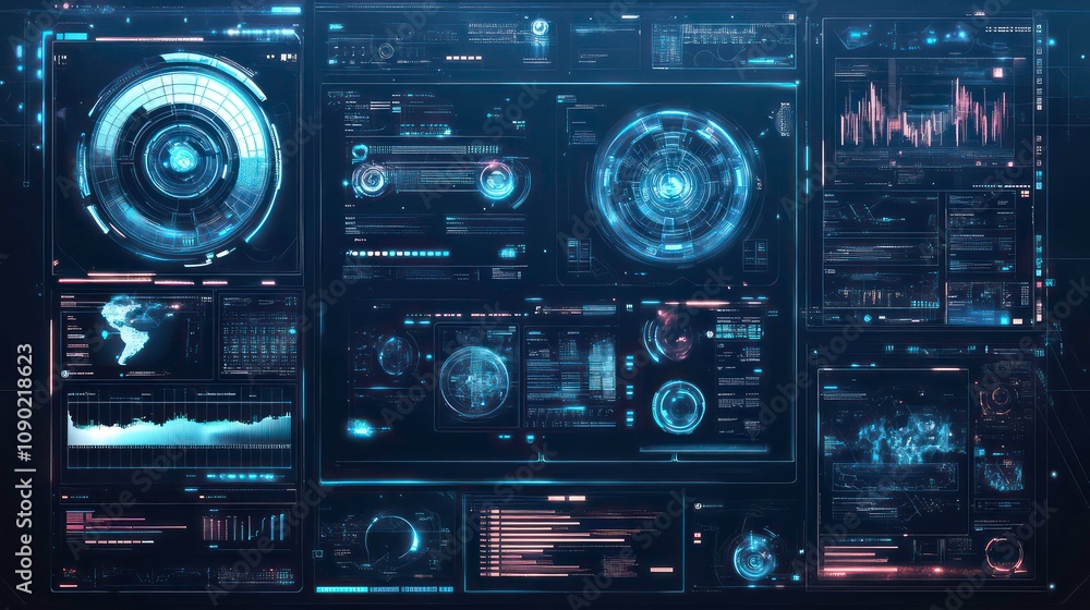 Sci-Fi User Interface Elements. Futuristic technology frames interface ...