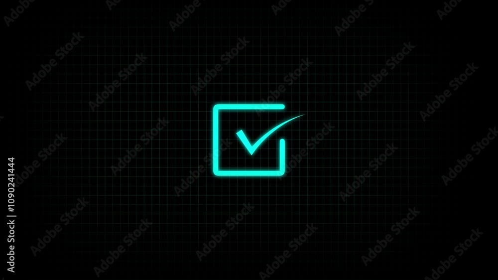 Check mark verified selection, approve and confirm sign in rectangle ...