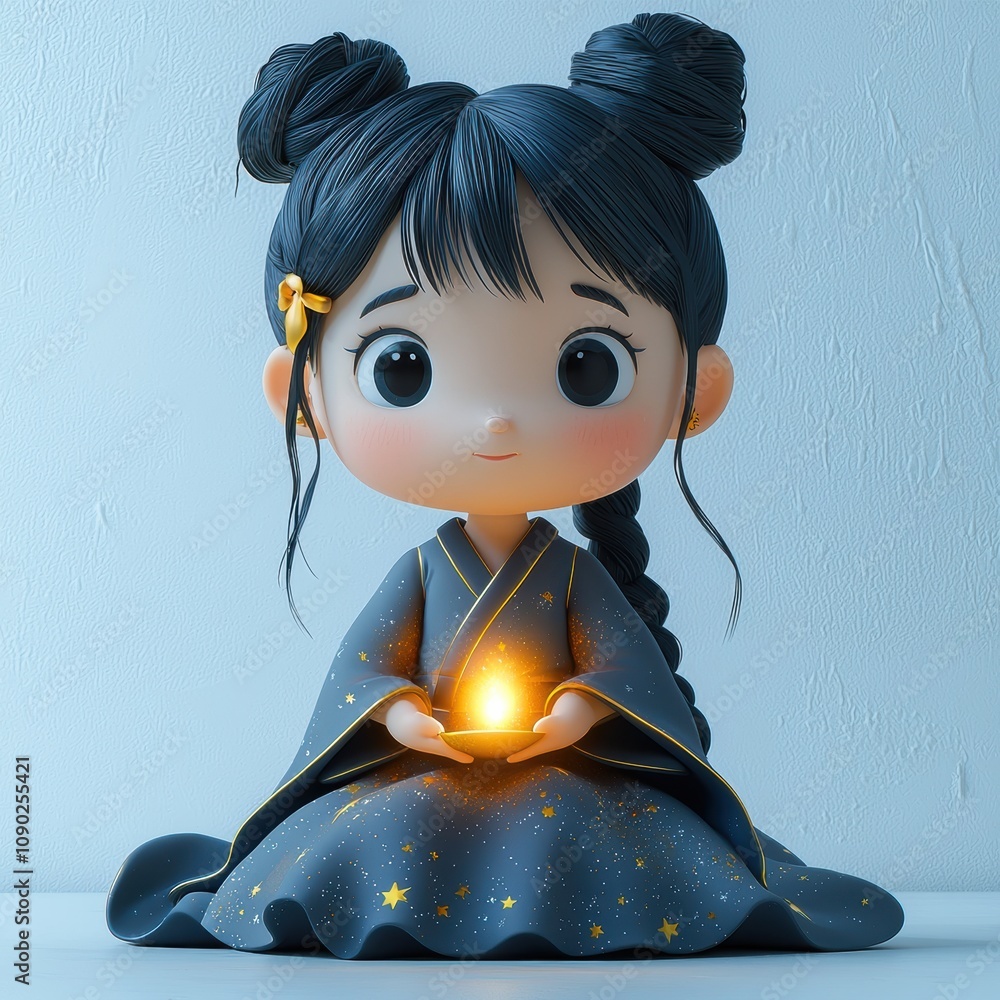 Little Stargazer: A whimsical and enchanting illustration of a cute ...