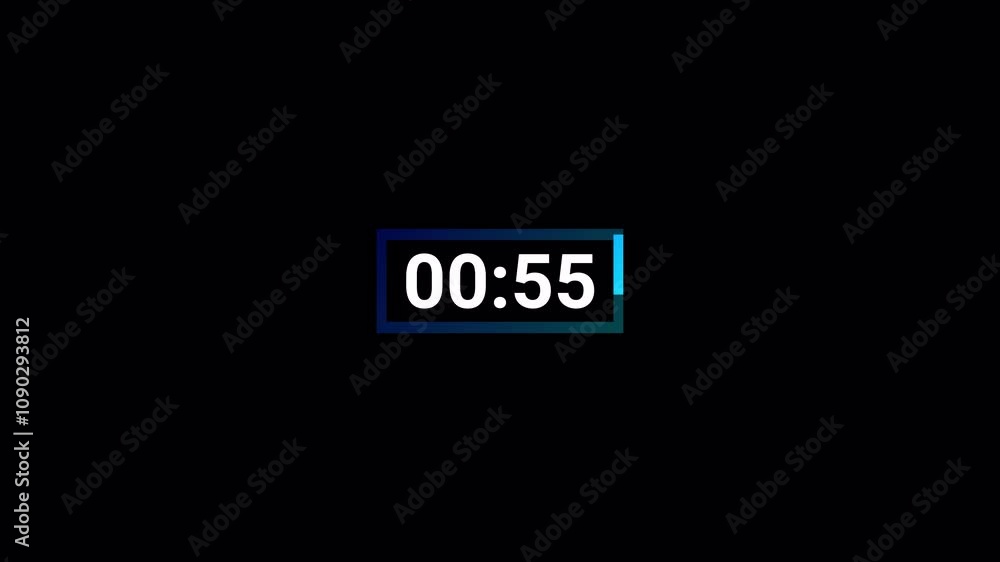 Countdown timer one minute animation from 60 to 0 seconds with alpha channel, 60 seconds ...