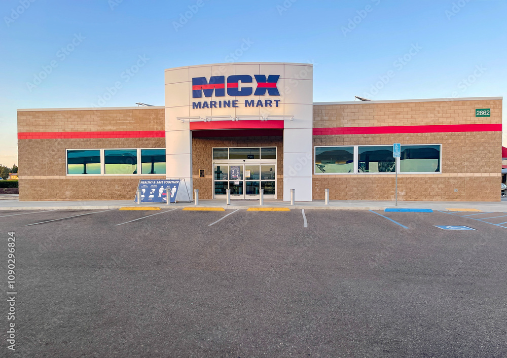 San Diego, CA USA on July 3, 2021. Front view of the MCX Marine Mart ...