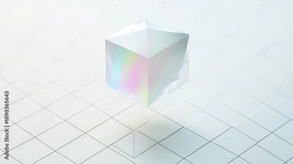 Isometric View of a Thin Box with Floating Laser-Illuminated Cube on a ...